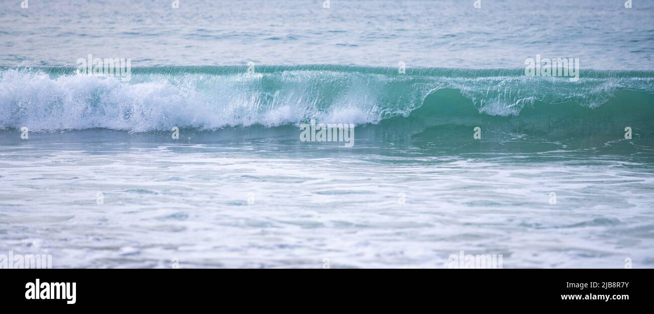 Panorama of ocean waves on a tropical sea with deep blue wawes. Calm ...