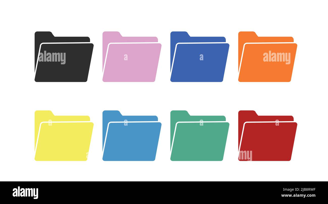 Folder Icon Set. Vector isolated editable set of folders illustrations ...
