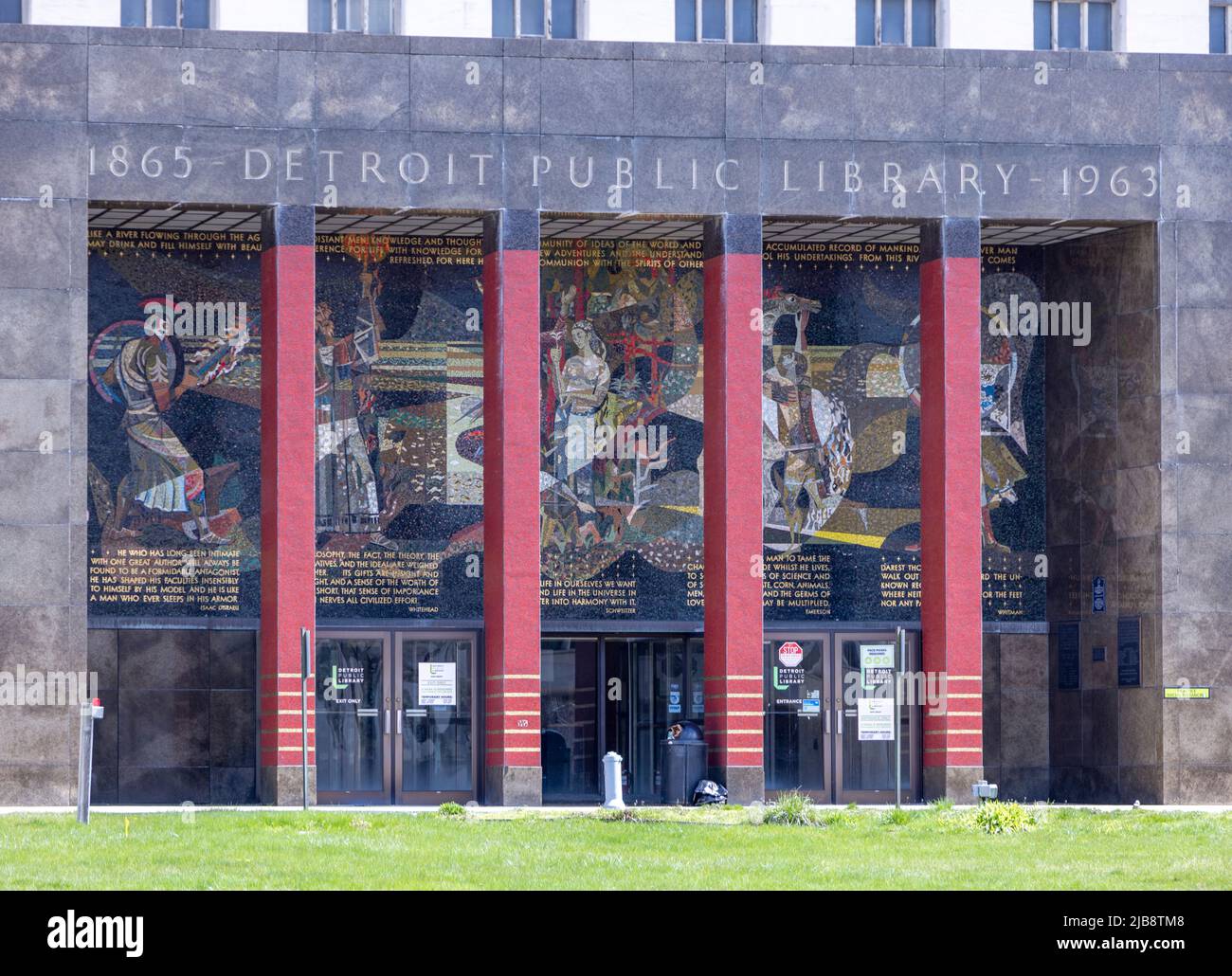 The Detroit Public Library, Cass Avenue entrance, Detroit, Michigan ...