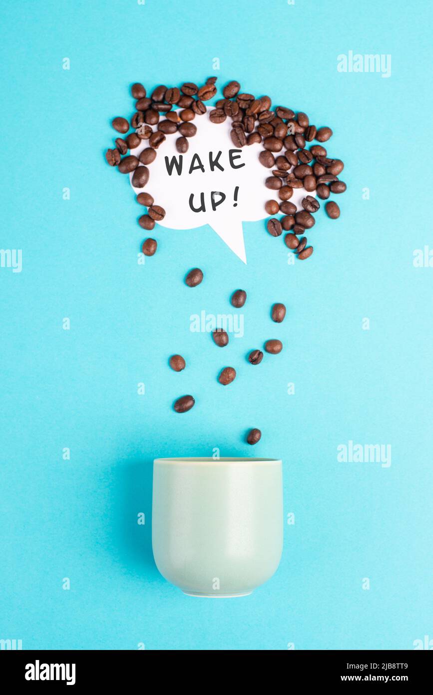 Cloud with roasted coffee beans raining into a cup, take a break ...