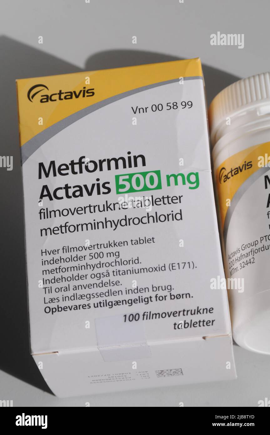 Kastrup/Copenhagen/Denmark/04June 2022/ Medicines Metformin actavis 500 ...