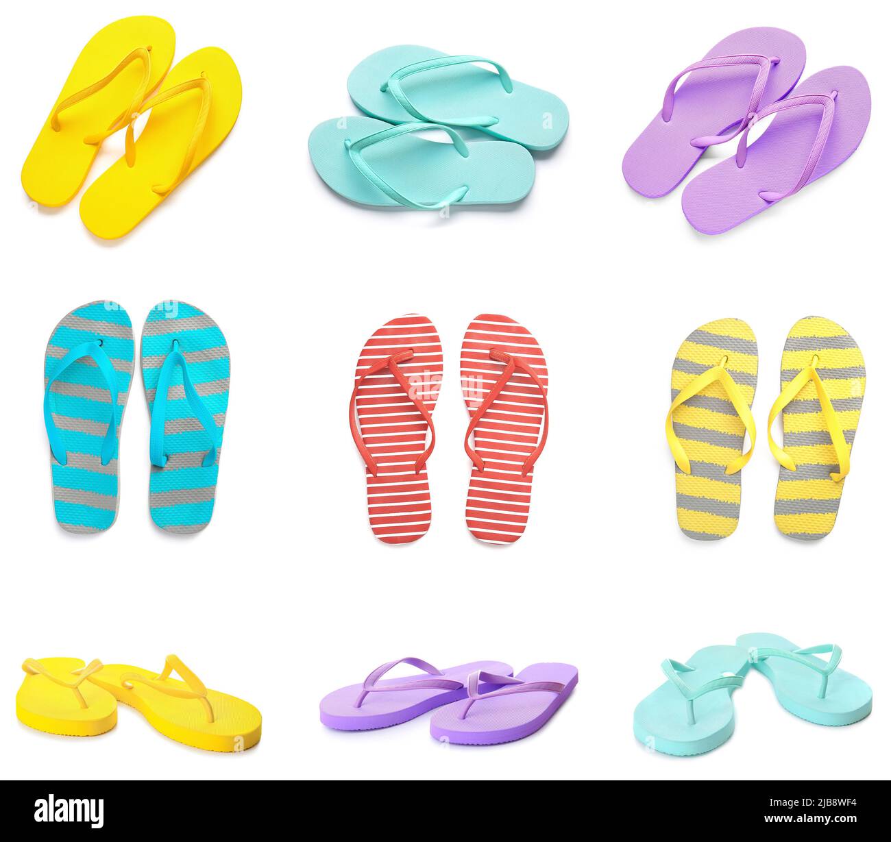Set of colorful flip-flops isolated on white Stock Photo - Alamy