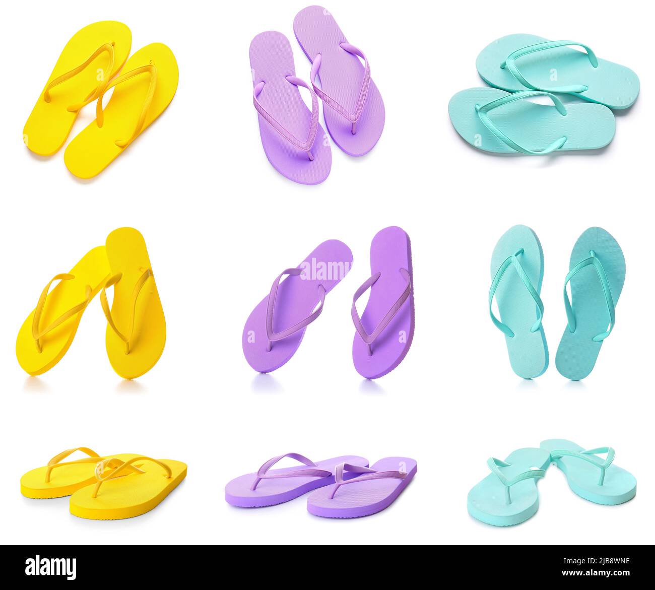 Set of different flip-flops isolated on white Stock Photo - Alamy
