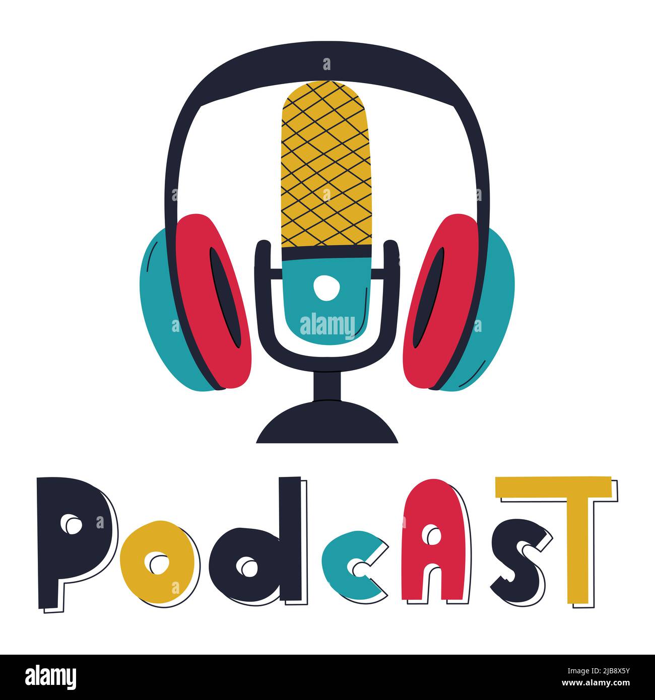 Headset microphone flat color Stock Vector Images - Alamy