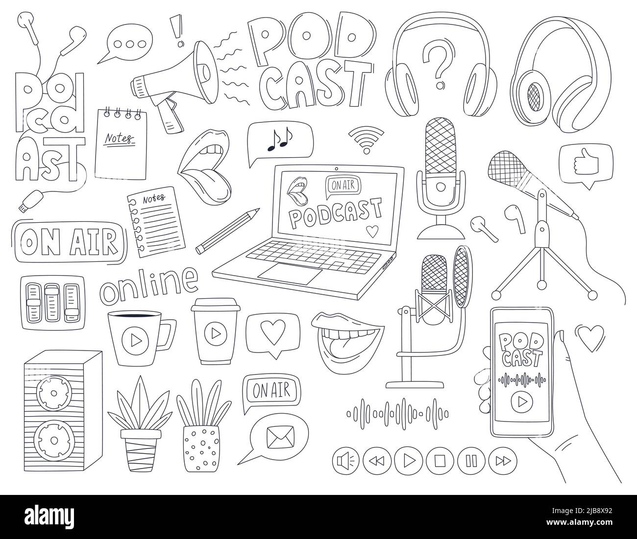 Headset outline symbols Stock Vector Images - Alamy