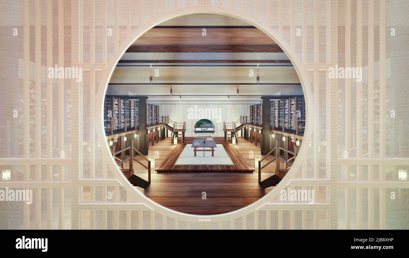 3D Rendering of an Ancient Chinese Bamboo Scroll Book Library Stock ...