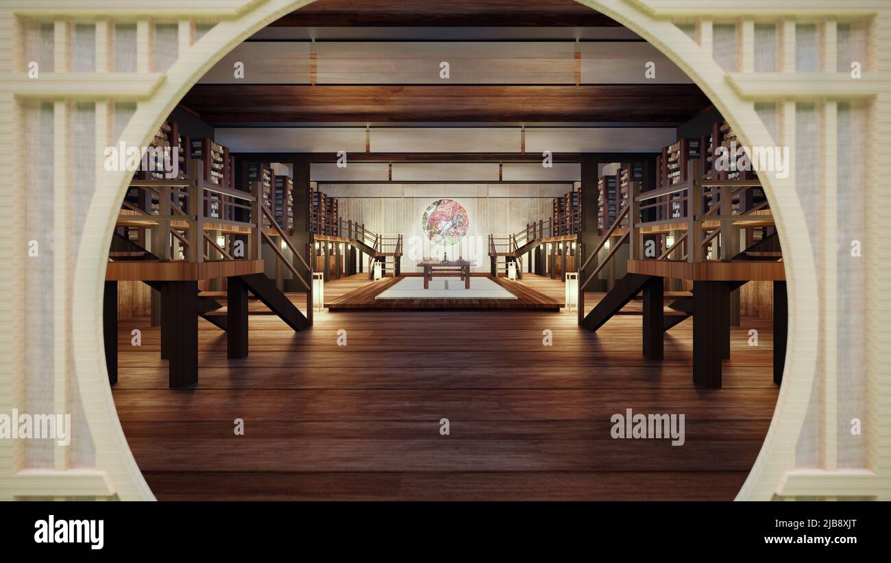 3D Rendering of an Ancient Chinese Bamboo Scroll Book Library Stock ...