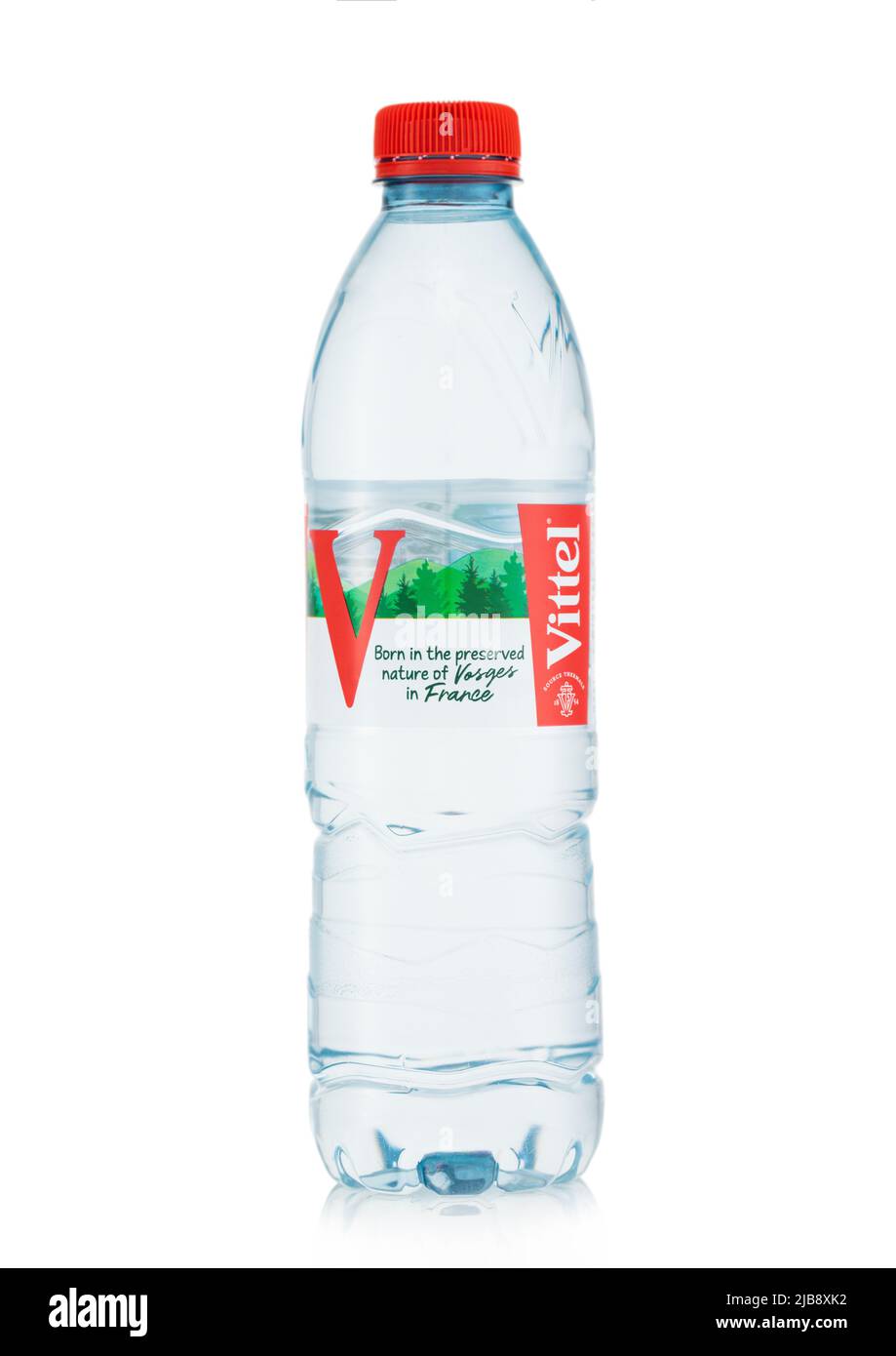LONDON,UK - MAY 02, 2022: Vittel mineral still natural water on white ...