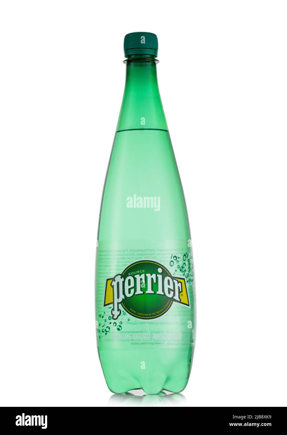 LONDON,UK - MAY 14, 2022: Perrier mineral carbonated water in large ...
