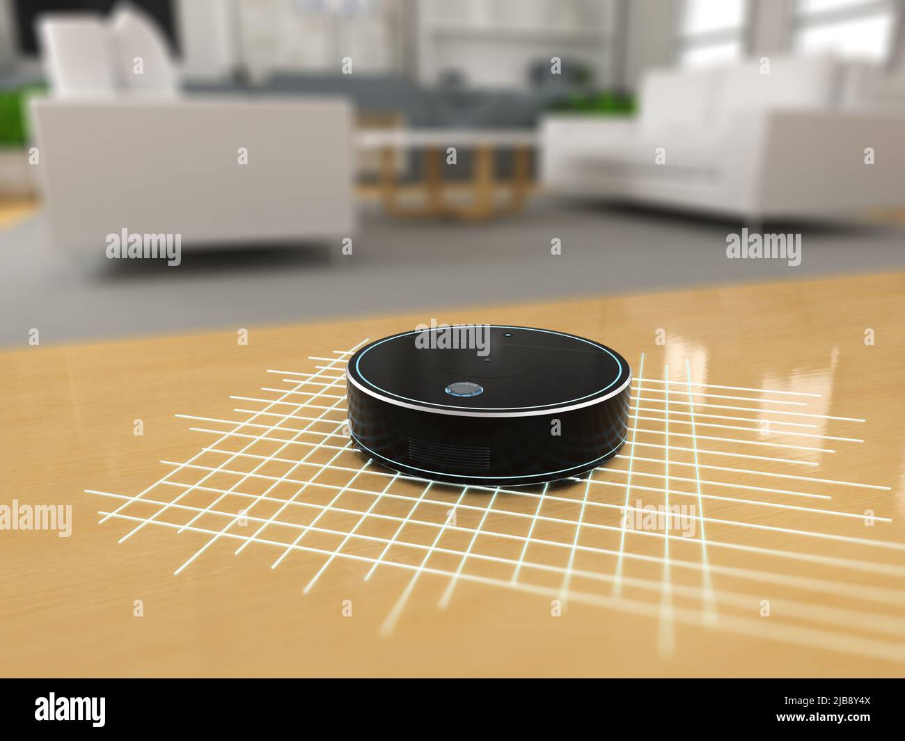 3d rendering robotic vacuum cleaner or sweeper display sensor on ...