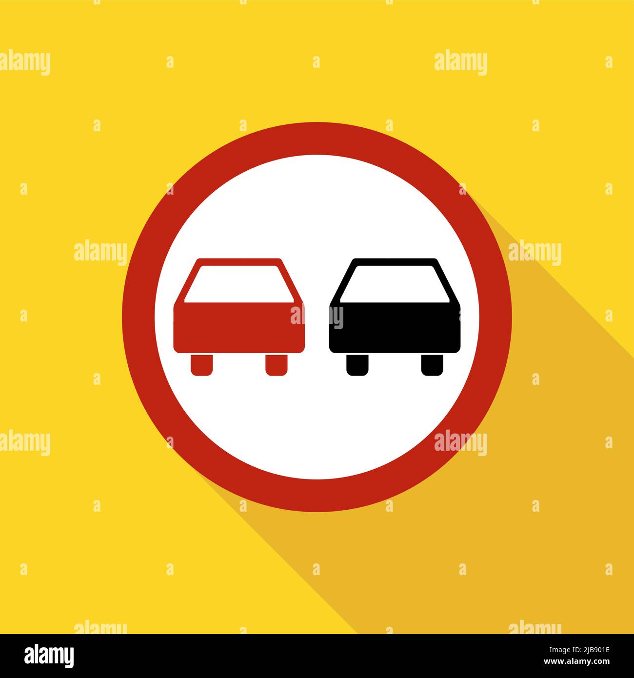 No overtaking warning road, prohibition transportation icon, car ...