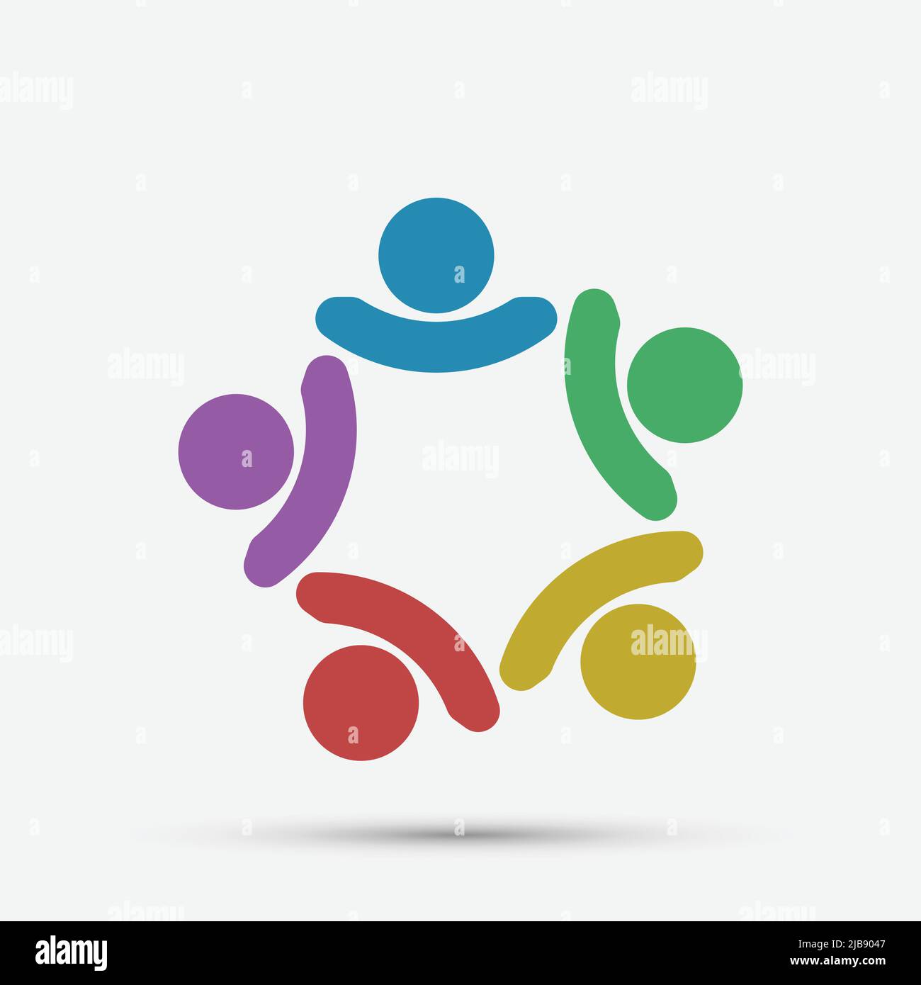 Group of five people in a circle.Teamwork meeting.people are meeting in ...