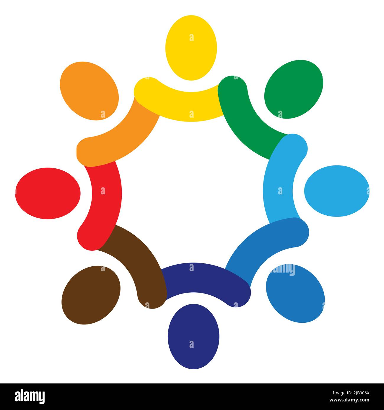 Vector graphic group connection logo.Eight people in the circle.logo ...