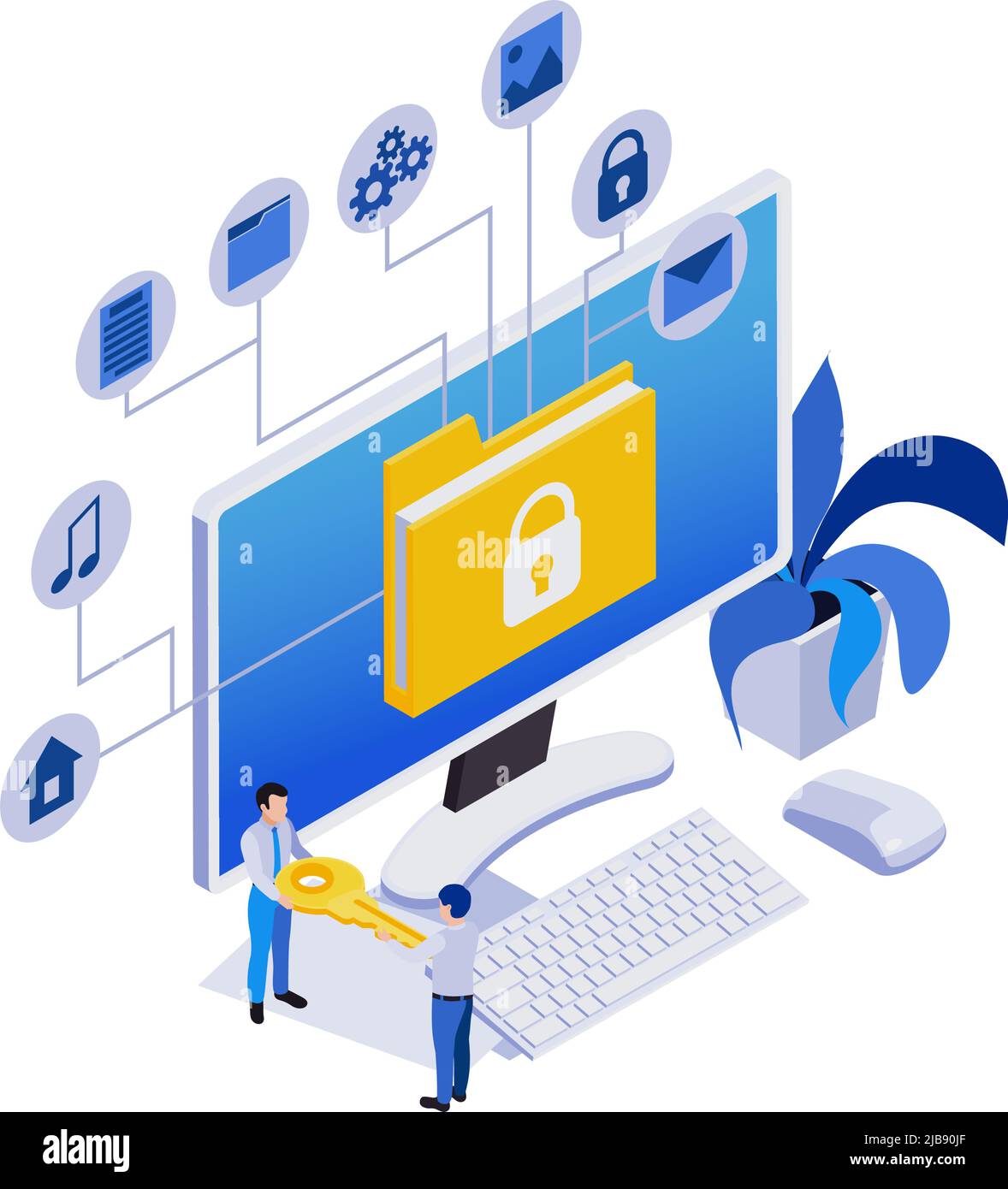 Remote management distant work isometric icons composition with ...