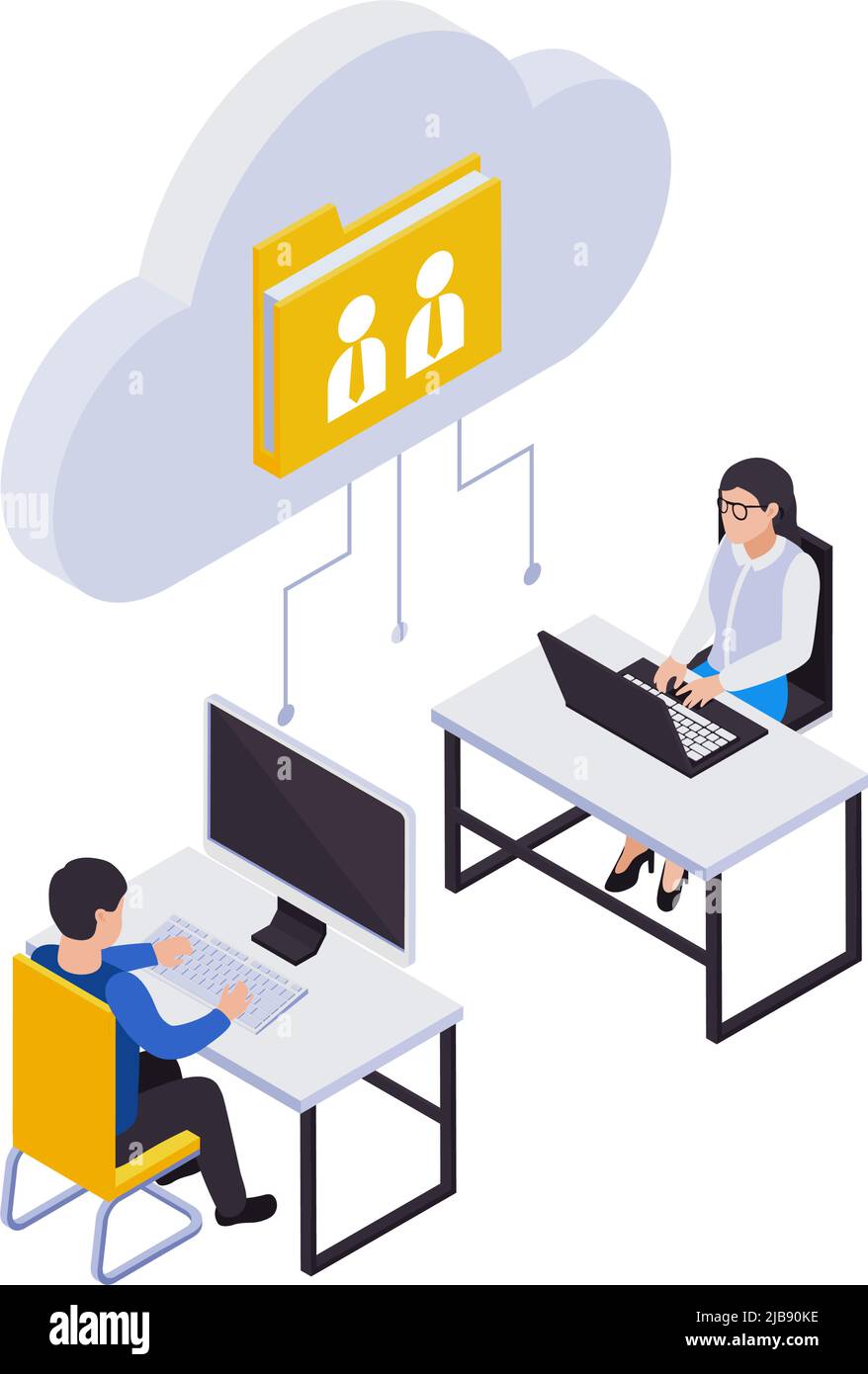 Remote management distant work isometric icons composition with icon of ...
