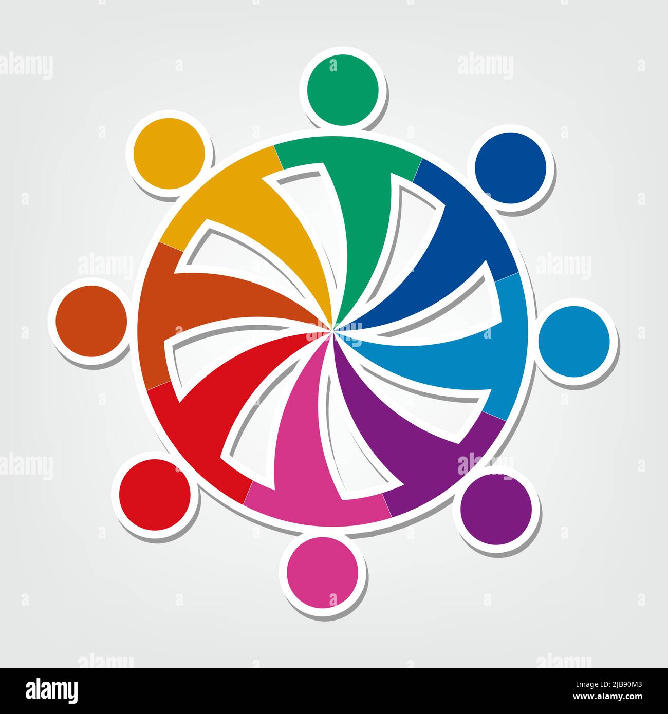 Group of eight people logo in a circle.Persons teamwork holding Stock ...