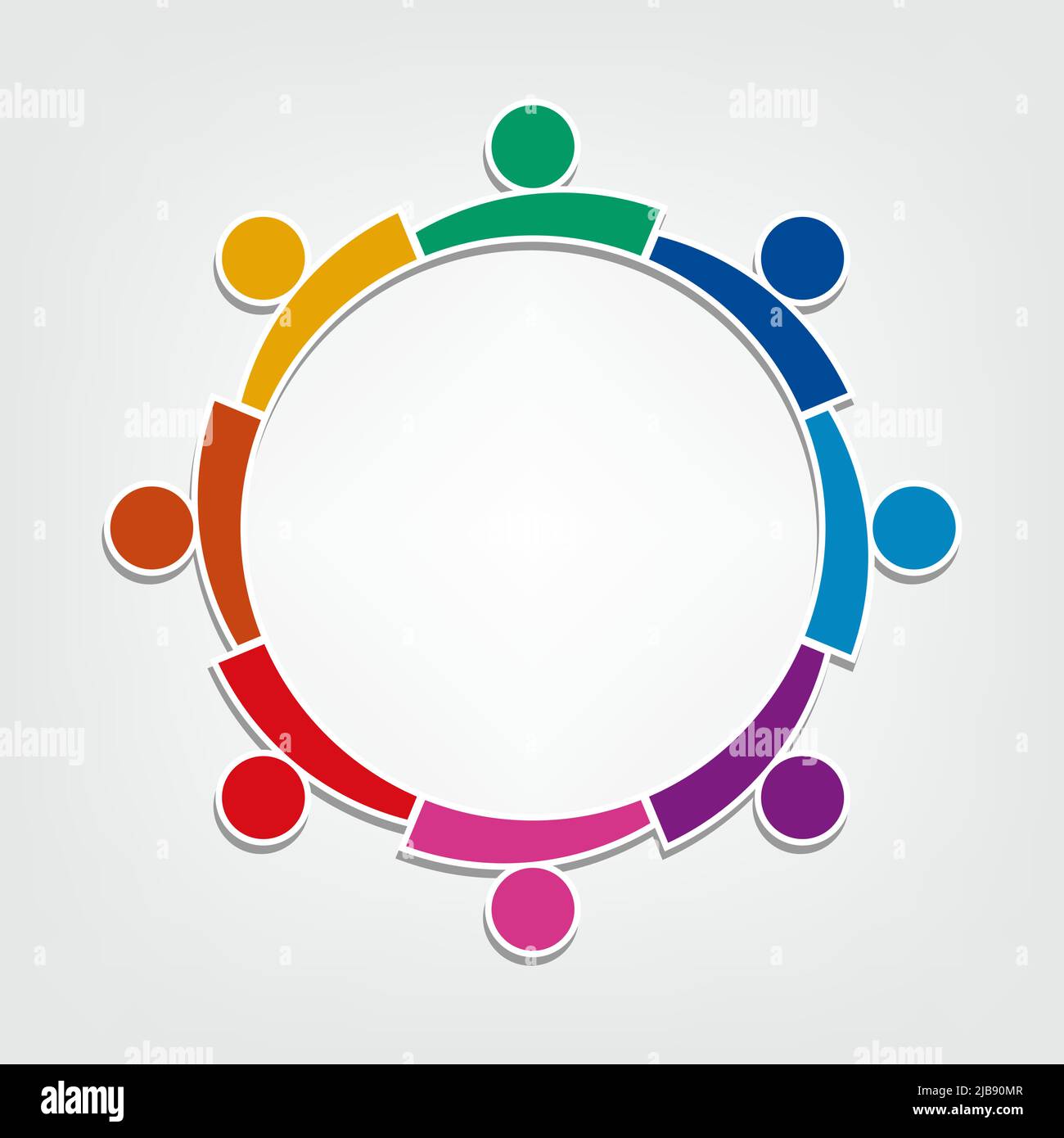 Group of eight people logo in a circle.Persons teamwork holding Stock ...