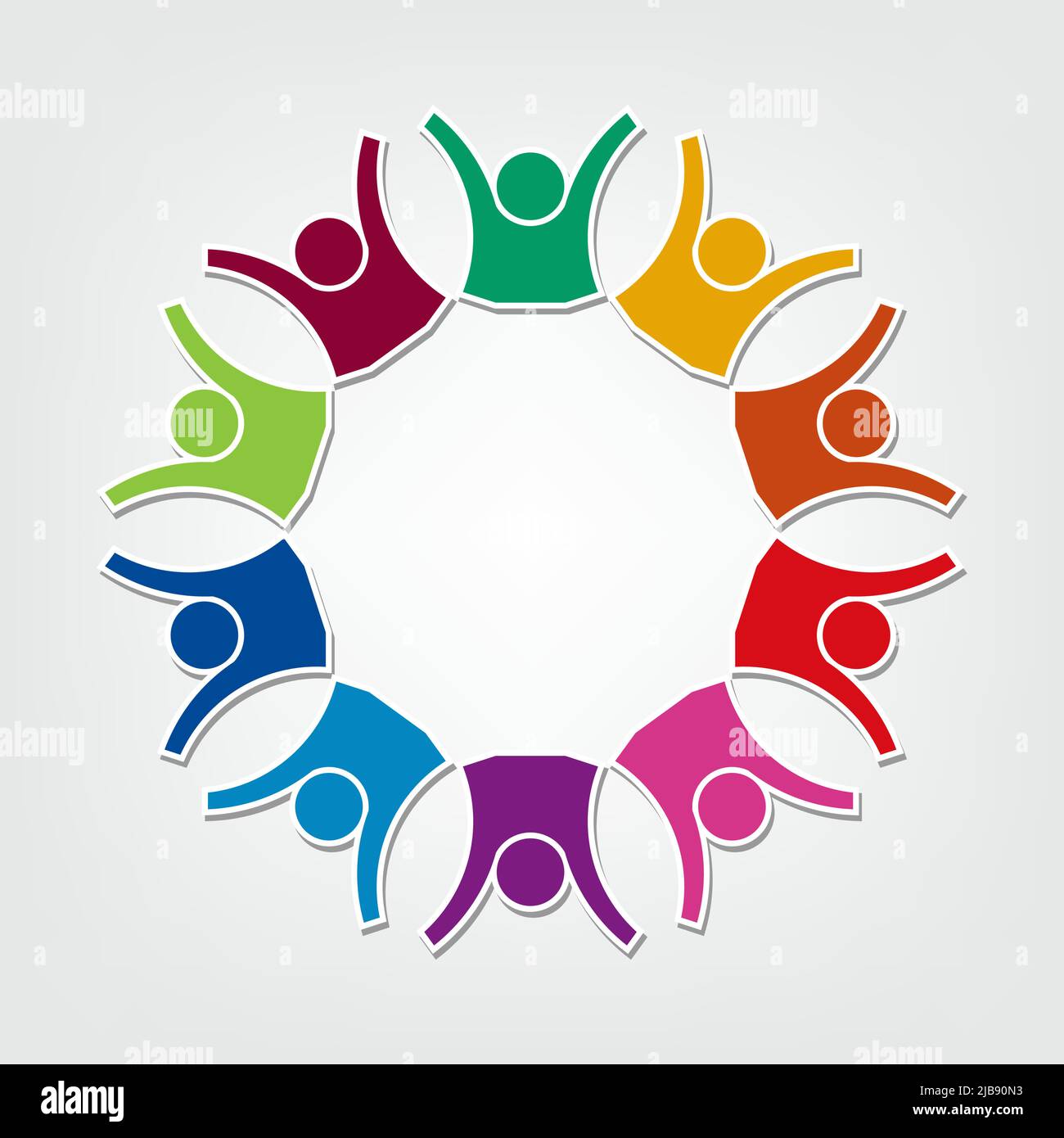 Group of ten people logo in a circle.Persons teamwork holding Stock ...