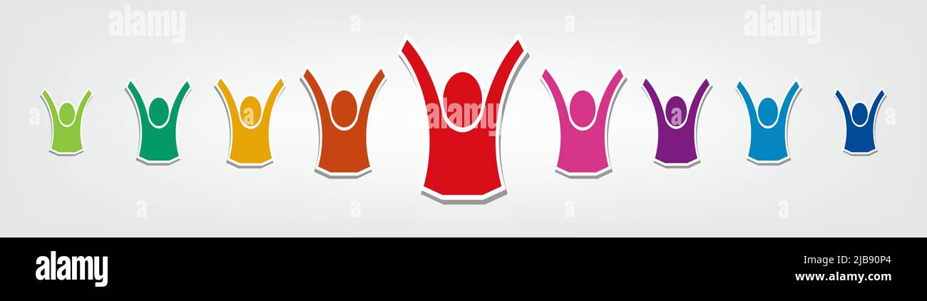 Group of eight people logo in a circle.Persons teamwork holding Stock ...