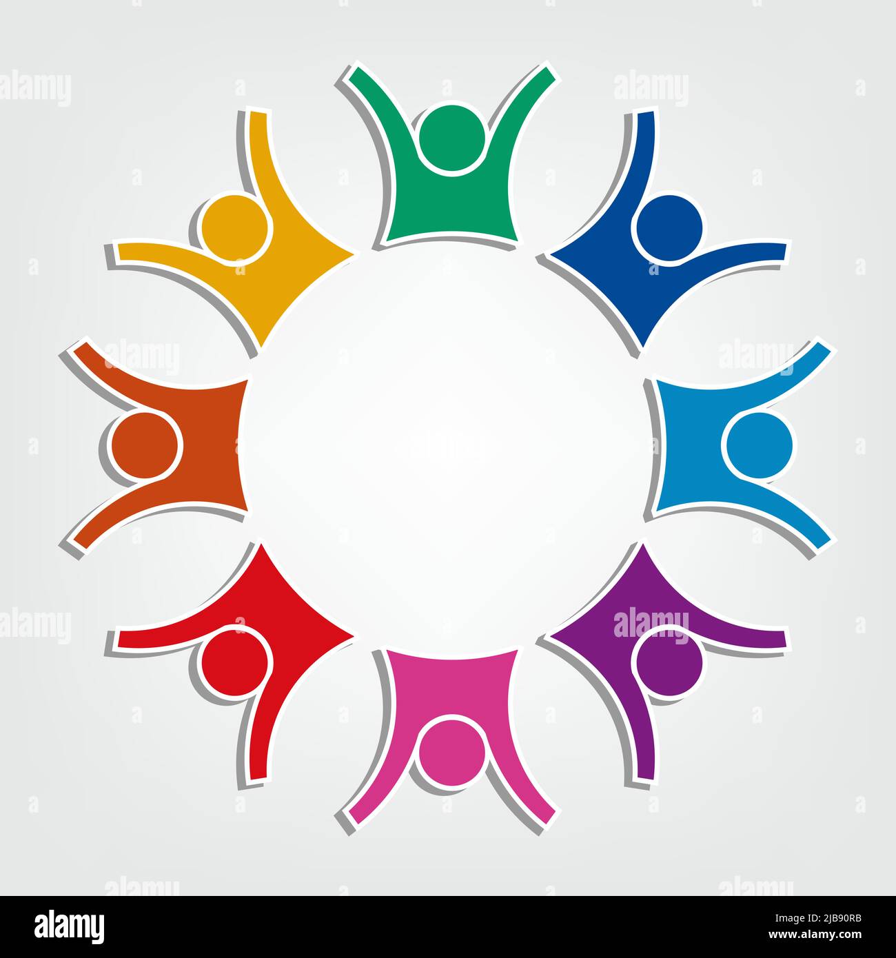 Group of eight people logo in a circle.Persons teamwork holding Stock ...
