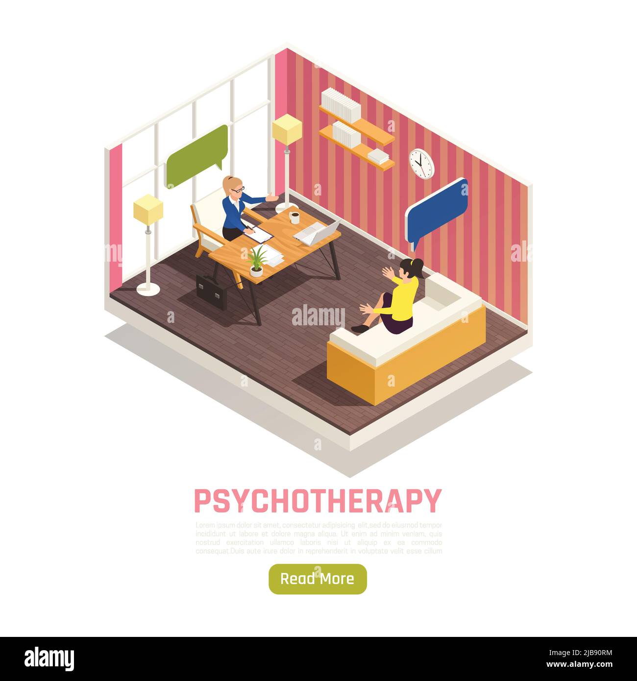 Individual counseling psychotherapy treatment isometric homepage design ...