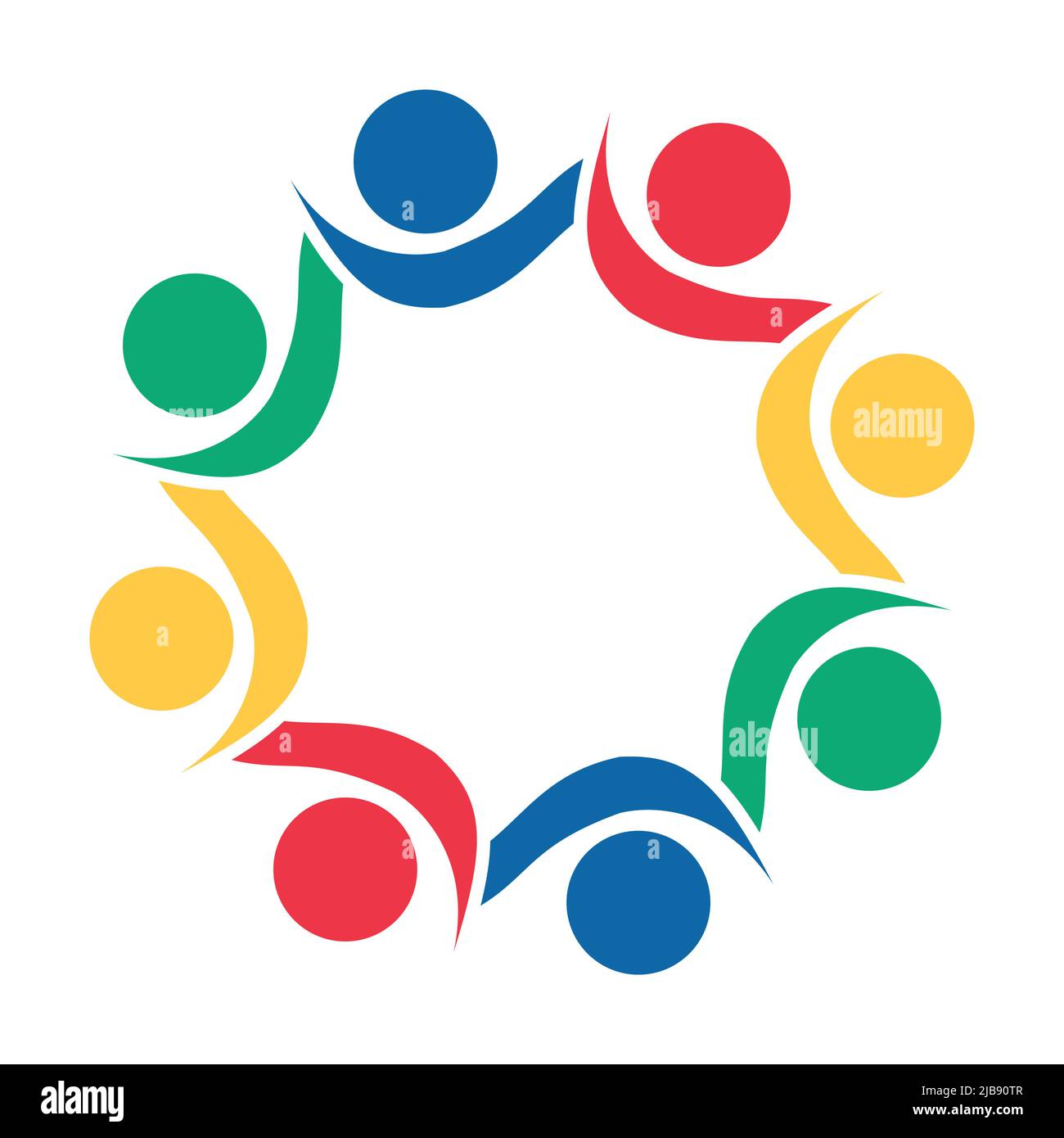 Vector graphic group connection logo.Eight people in the circle.logo ...