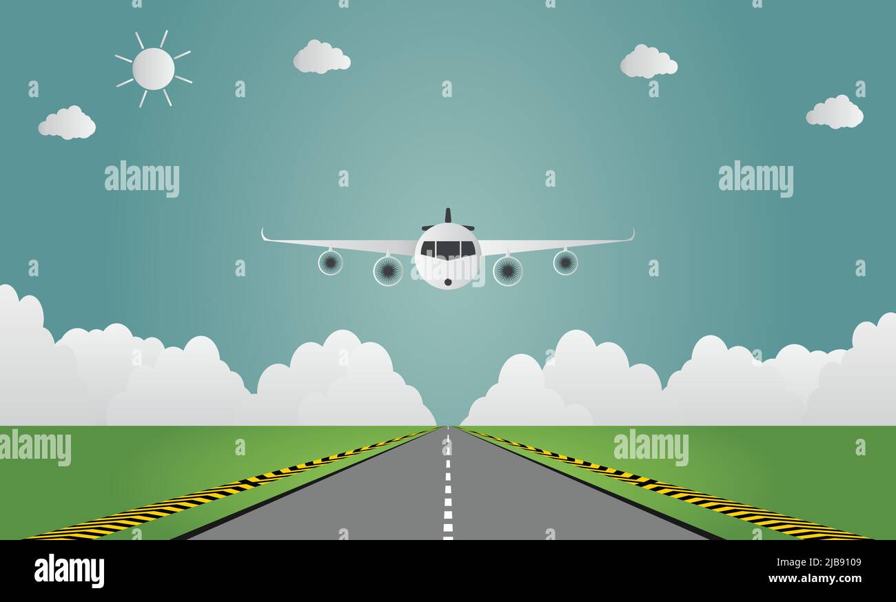Airplane lands Stock Vector Images - Alamy