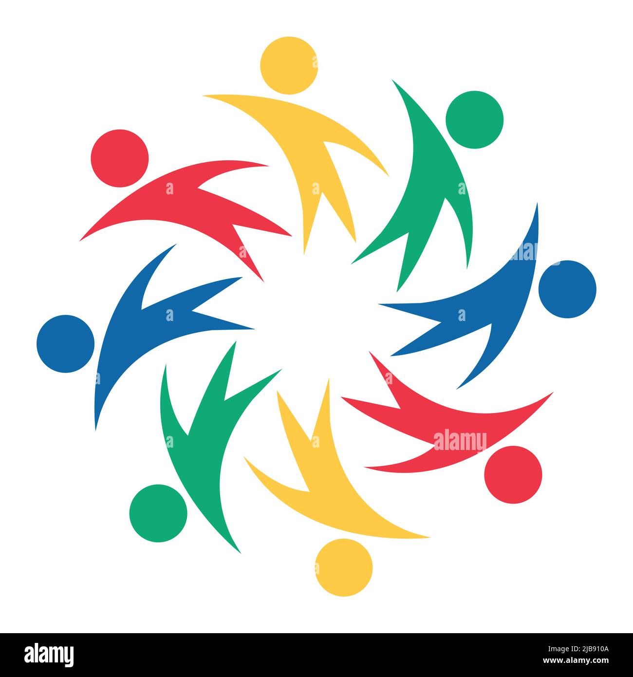 Vector graphic group connection logo.Eight people in the circle.logo ...