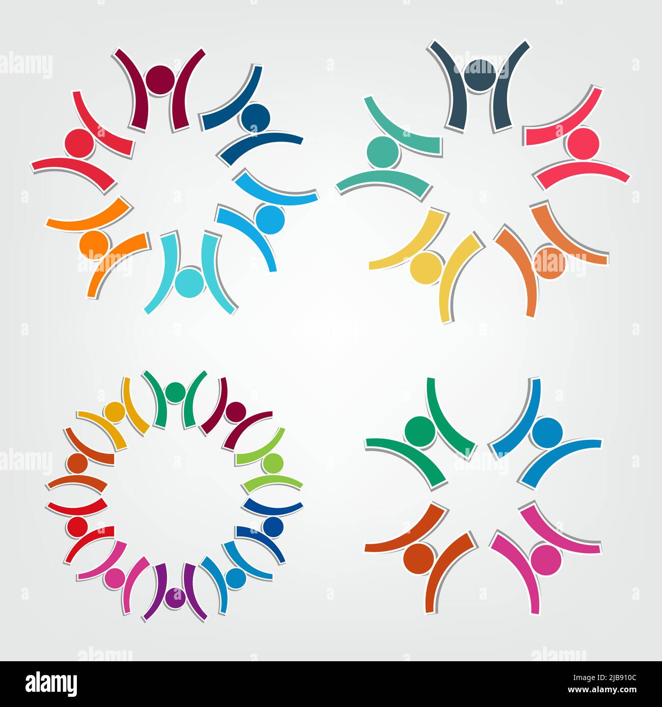 Group people logo in a circle.Persons teamwork holding Stock Vector ...