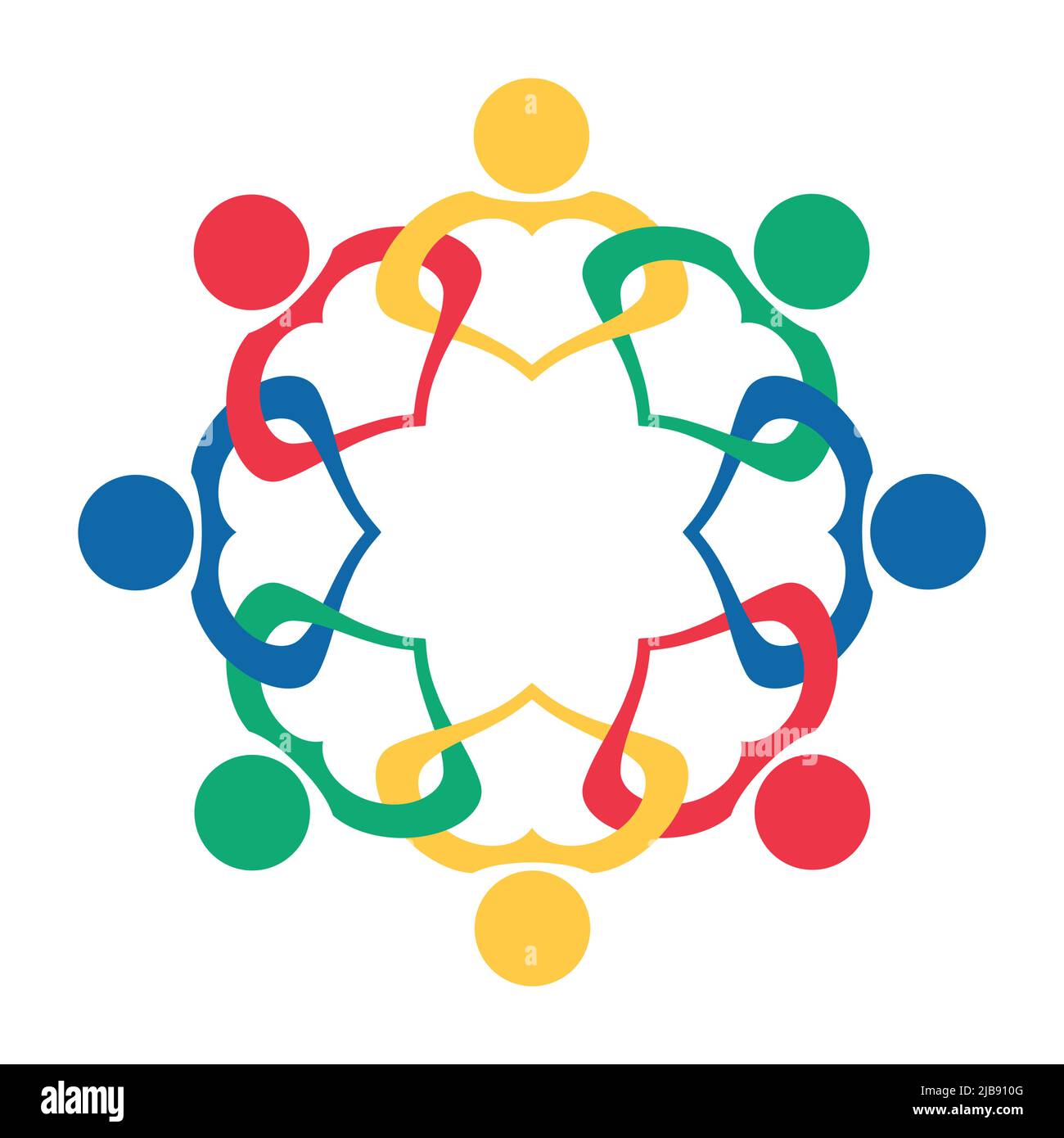 Vector graphic group connection logo.Eight people in the circle.logo ...