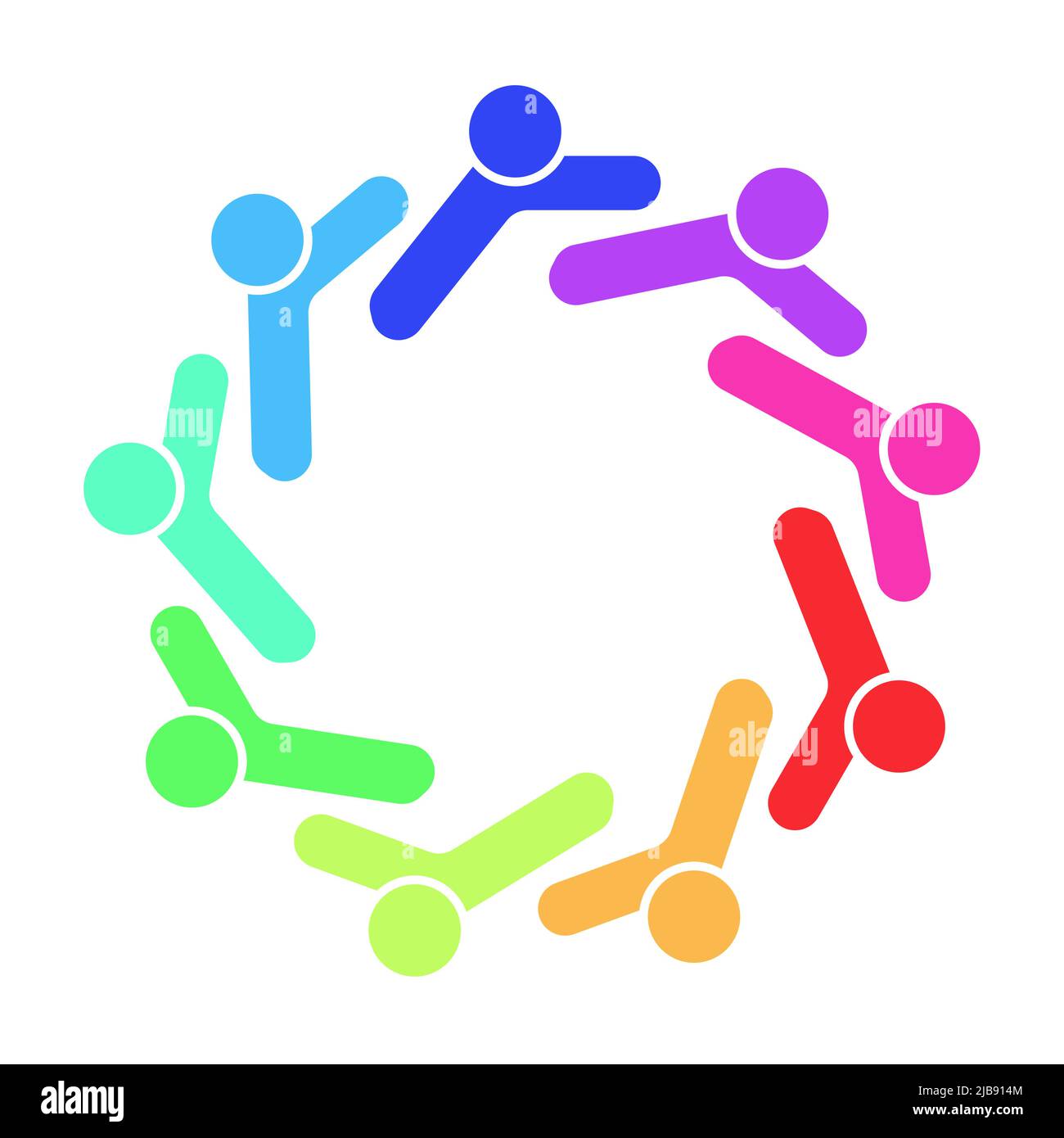 Vector graphic group connection logo.Eight people in the circle.logo ...