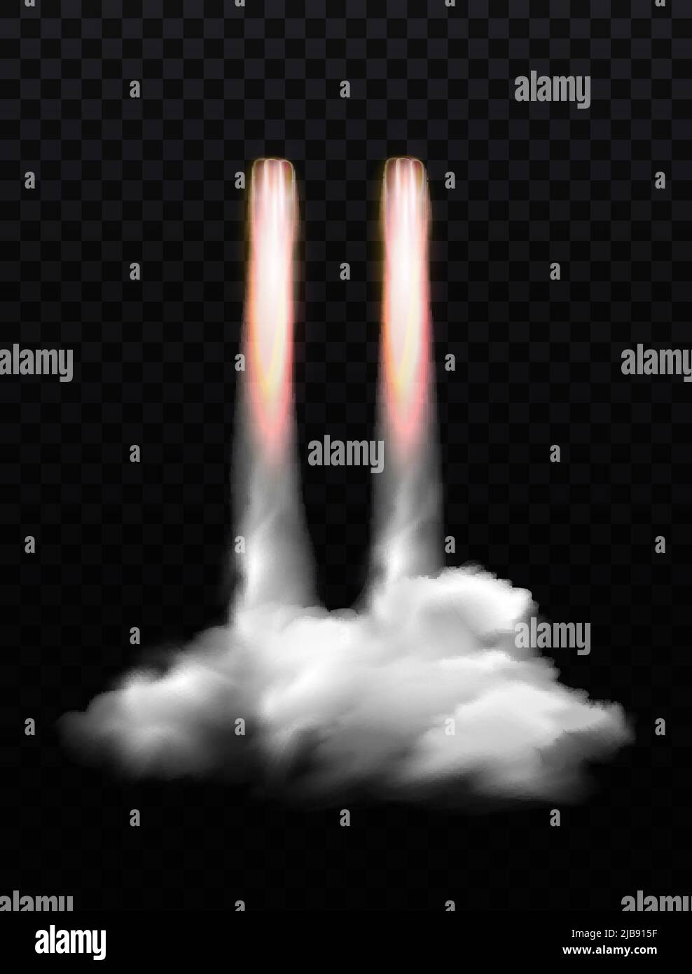 Space rocket flame smoke composition with clouds of fume and blasts of ...