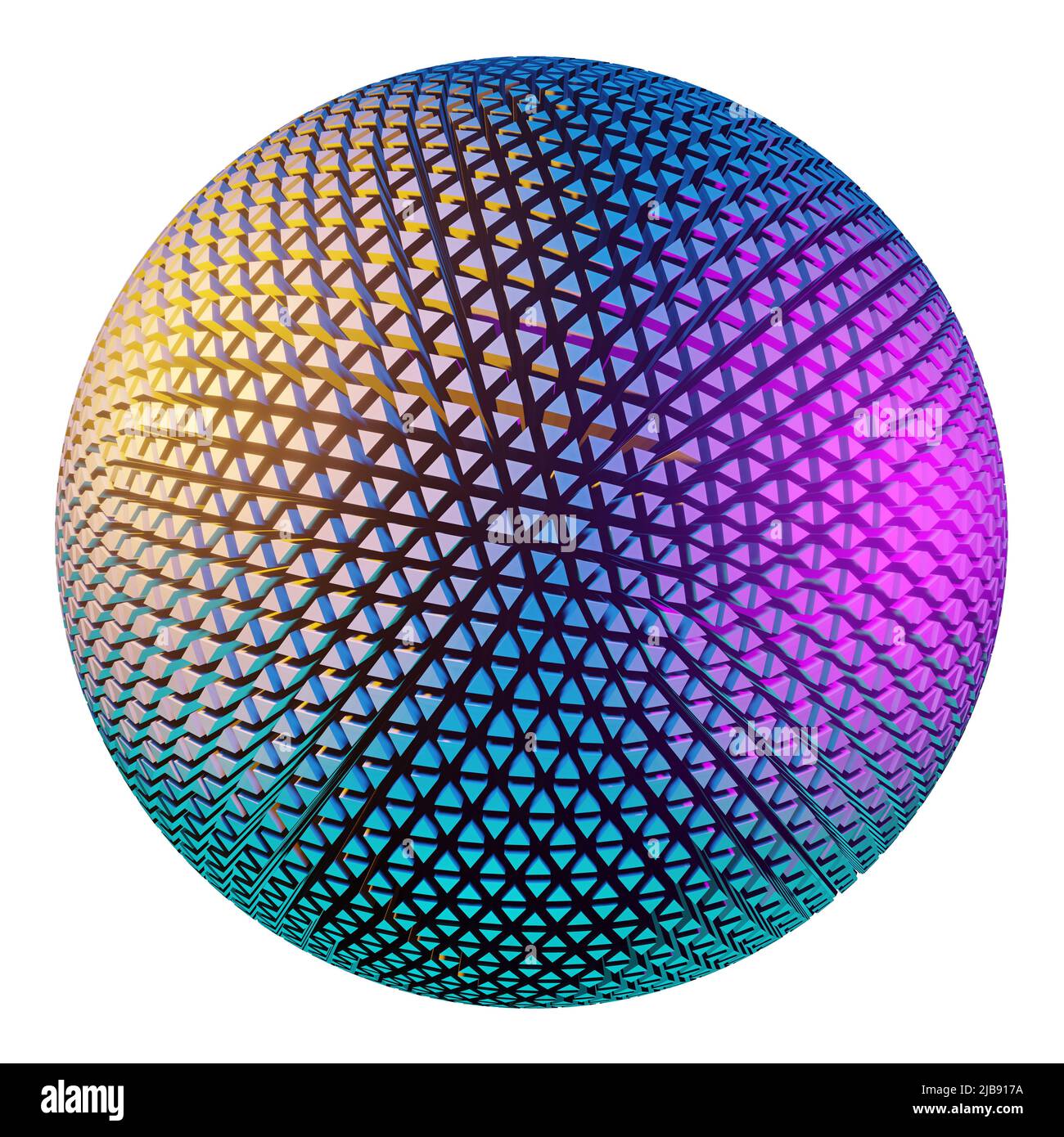 abstract rainbow ball of extruded triangles isolated white, simple logo ...