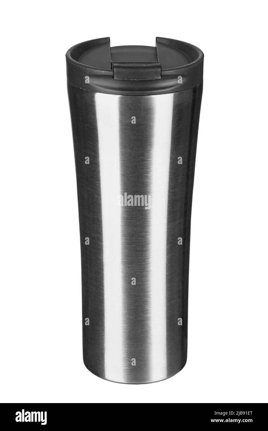 Thermo mug made of stainless steel, isolate on white. Cup- thermos ...