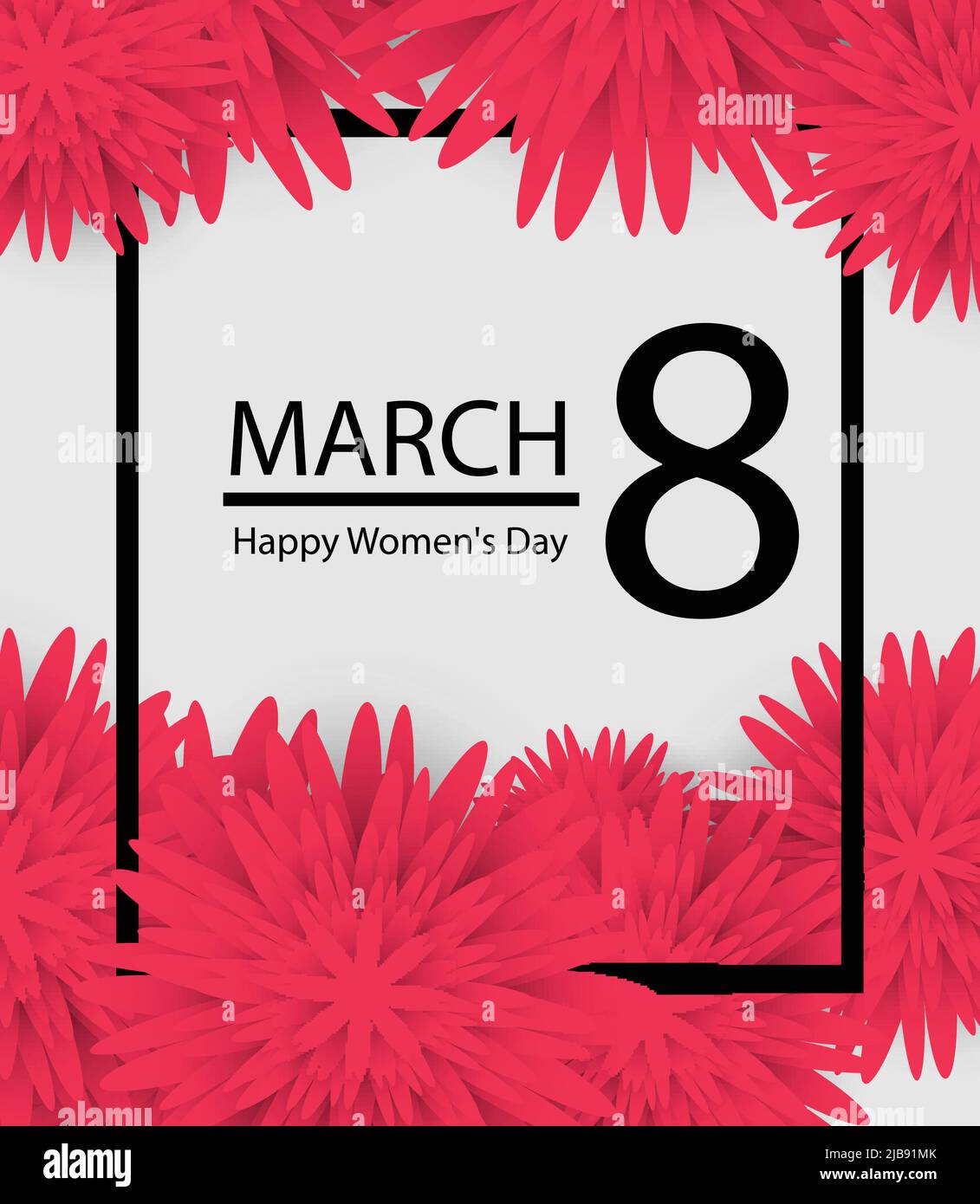 8 March. pink Floral Greeting card.Happy Women's Day. Paper cut flower ...