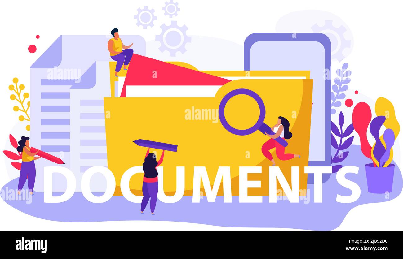 Employment service and employment documents flat composition of text ...