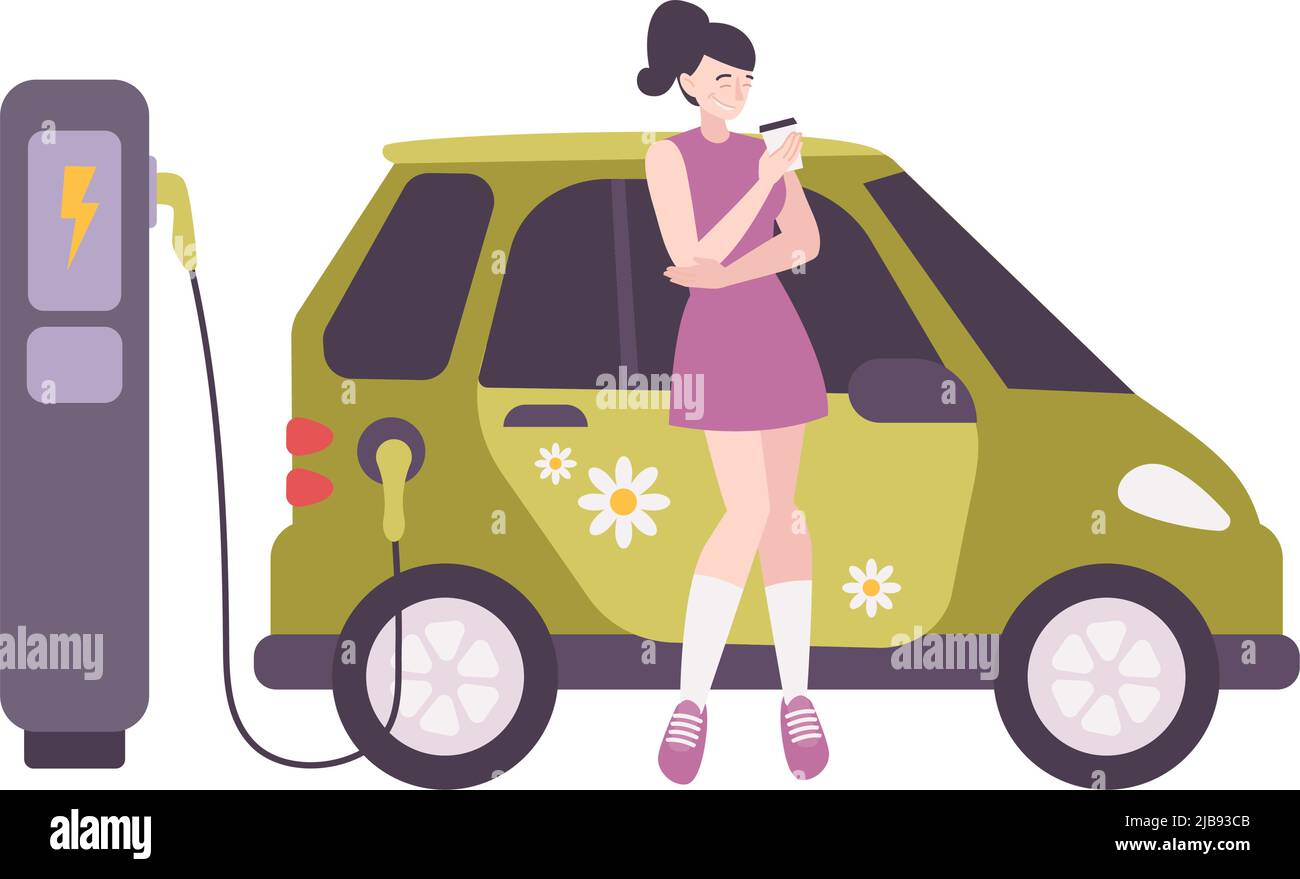 Driver charging electric vehicle Stock Vector Images - Alamy
