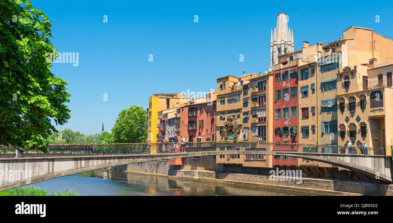 Colorful yellow and orange houses and famous house Casa Maso at the ...