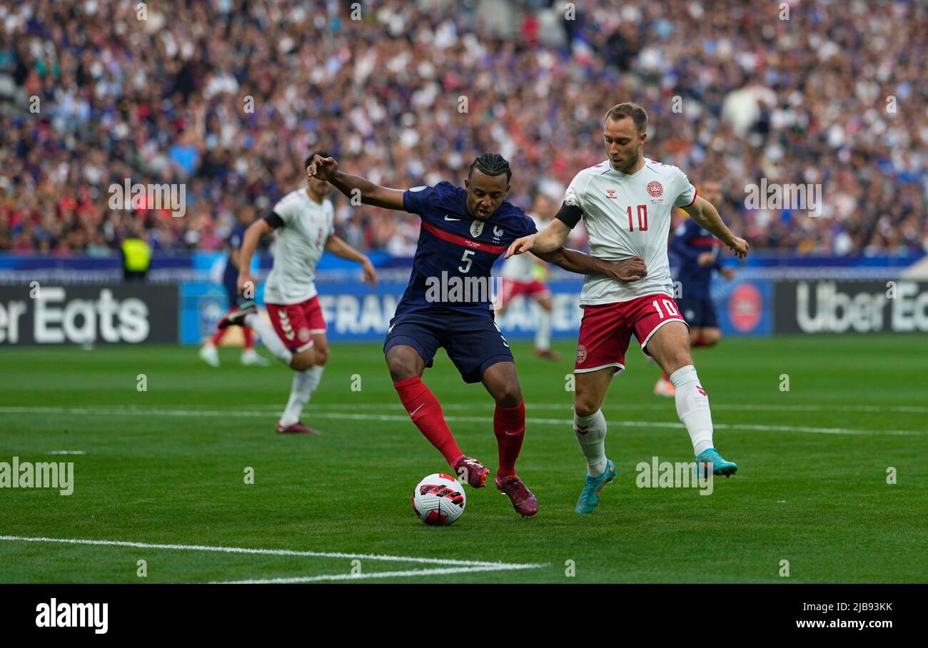 Stade de France, Paris, France. 3rd June, 2022. Jules Koundé battle for ...