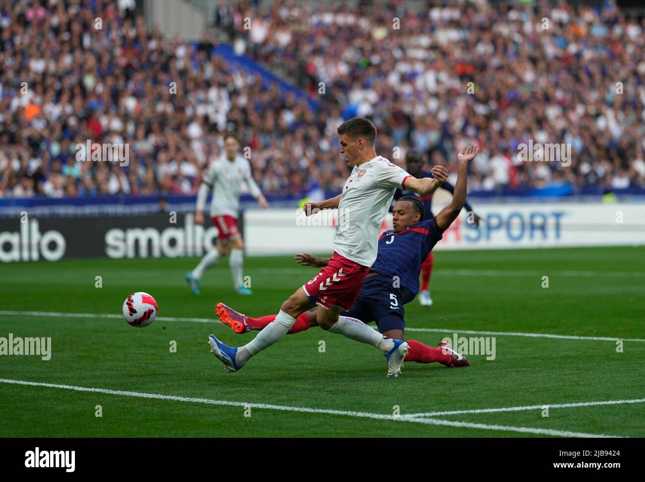 June 3, 2022: Joakim Maehle shoots on goal during France against ...