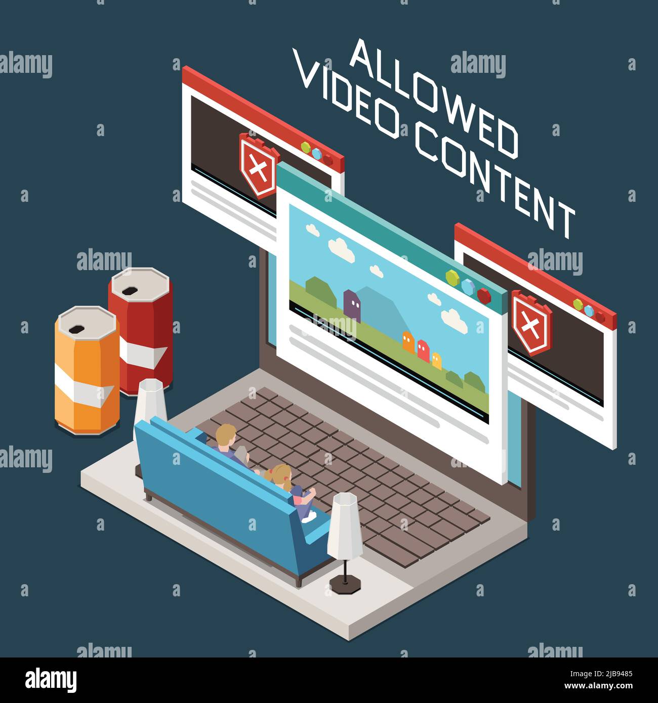 Parental web control isometric composition with blocked unwanted ...