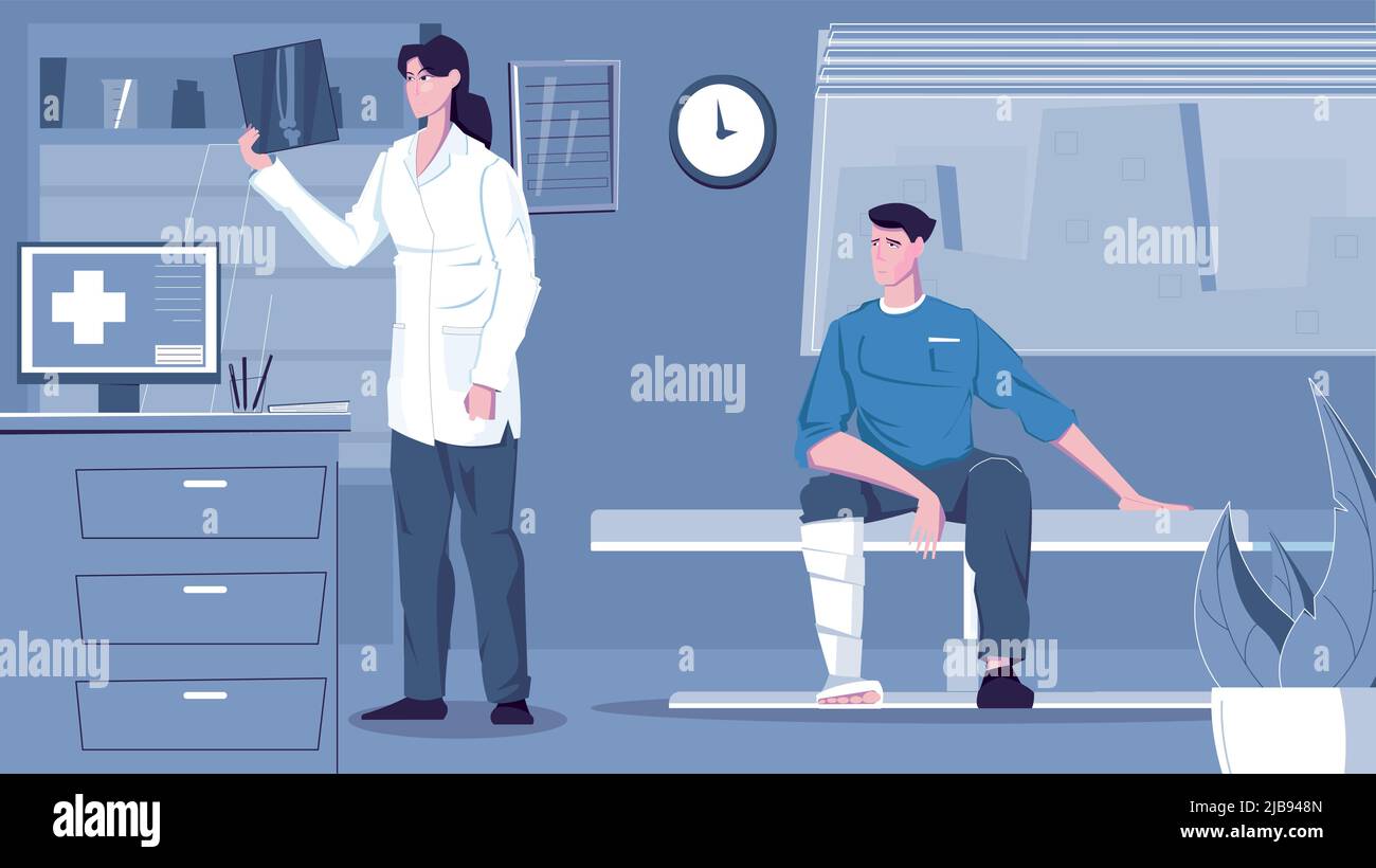 Doctors appointment flat composition with indoor scenery of clinic ...