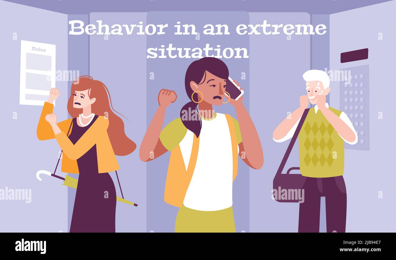 Behavior in extreme situations flat background with depressive people ...