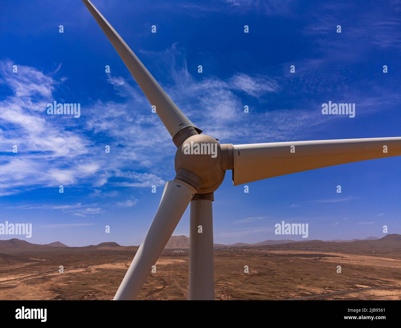Close up of a Wind turbine on the windy Island of Fuerteventura Stock ...
