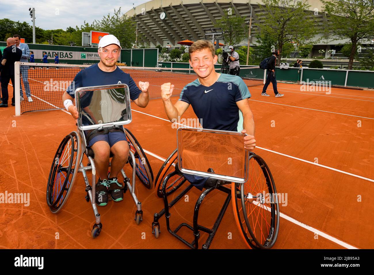 Paris, France. 3rd June, 2022. Wheelchair tennis player Niels Vink and ...