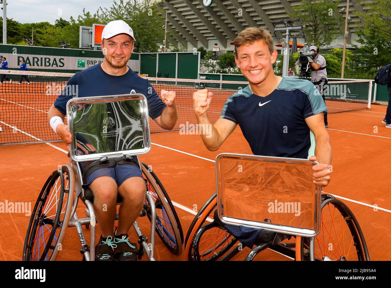 Paris, France. 3rd June, 2022. Wheelchair tennis player Niels Vink and ...
