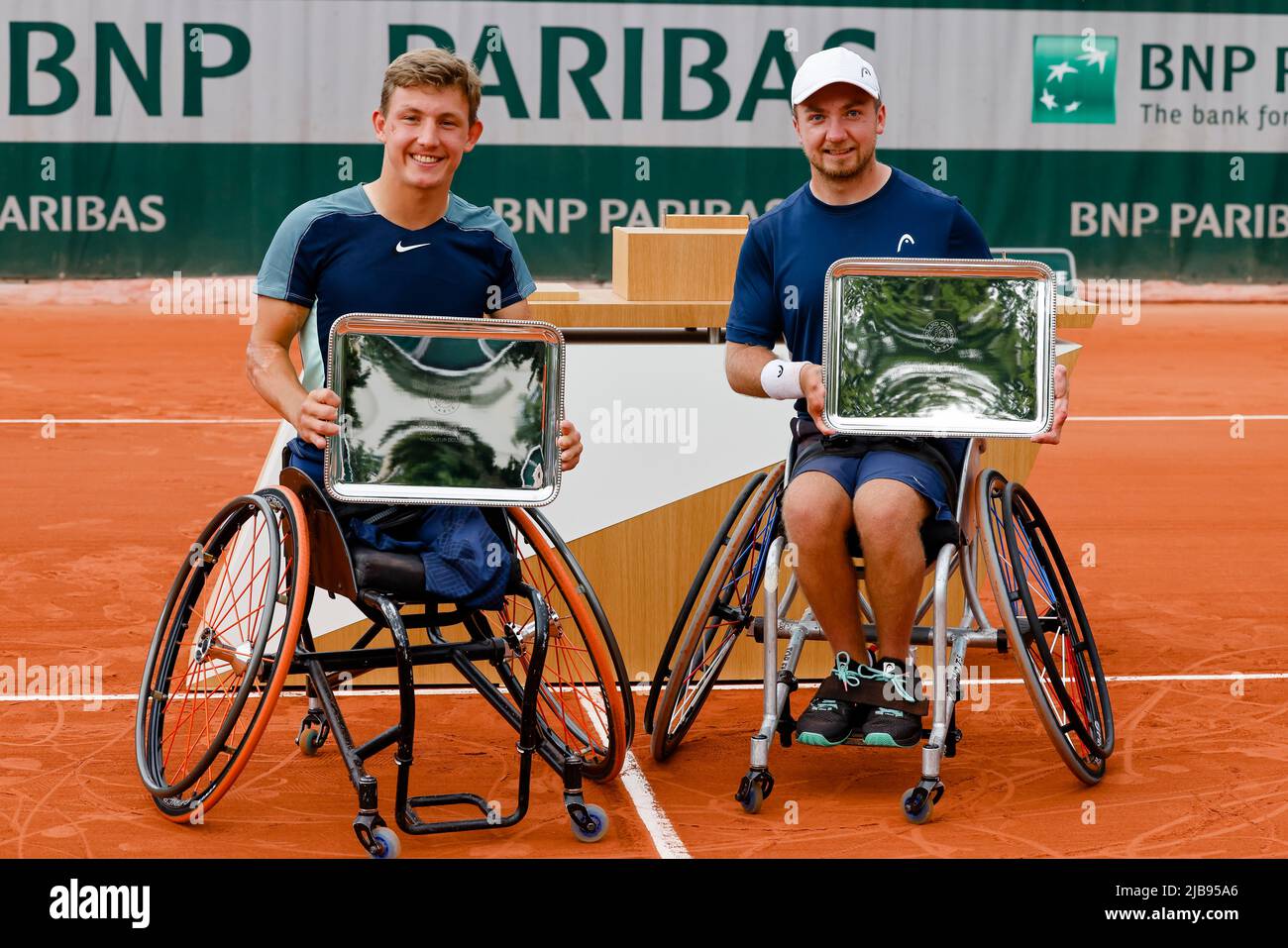 Paris, France. 3rd June, 2022. Wheelchair tennis player Niels Vink and ...