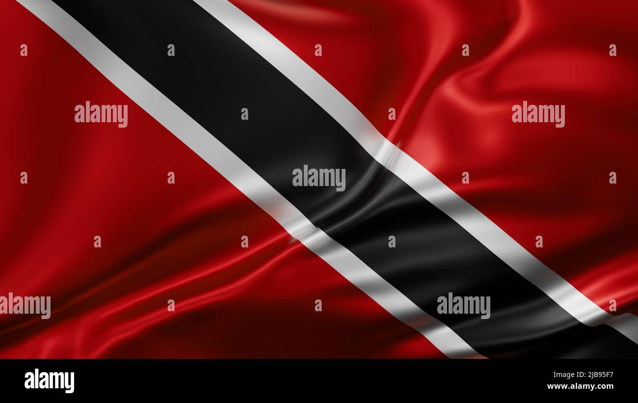 Trinidad and Tobago national flag full screen background, silk farbric ...