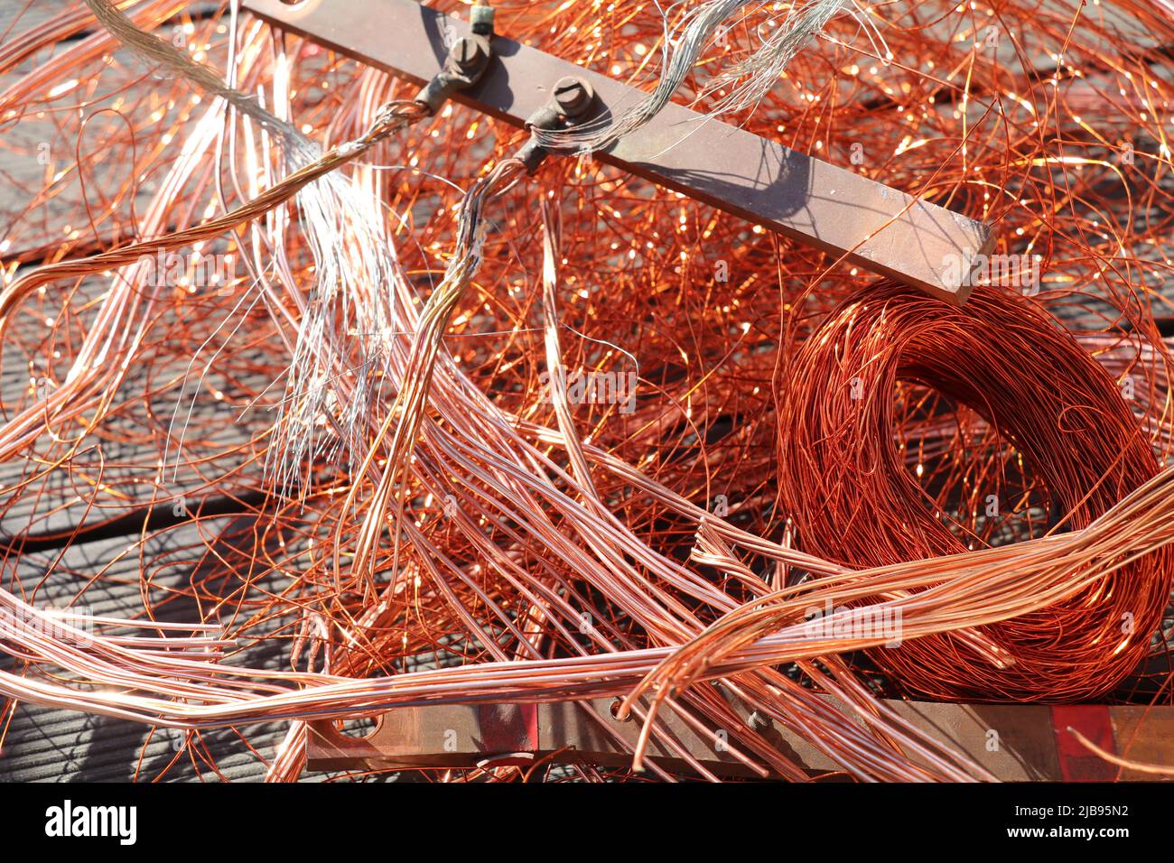 bright copper wires in different shapes and sizes ready for recycling ...