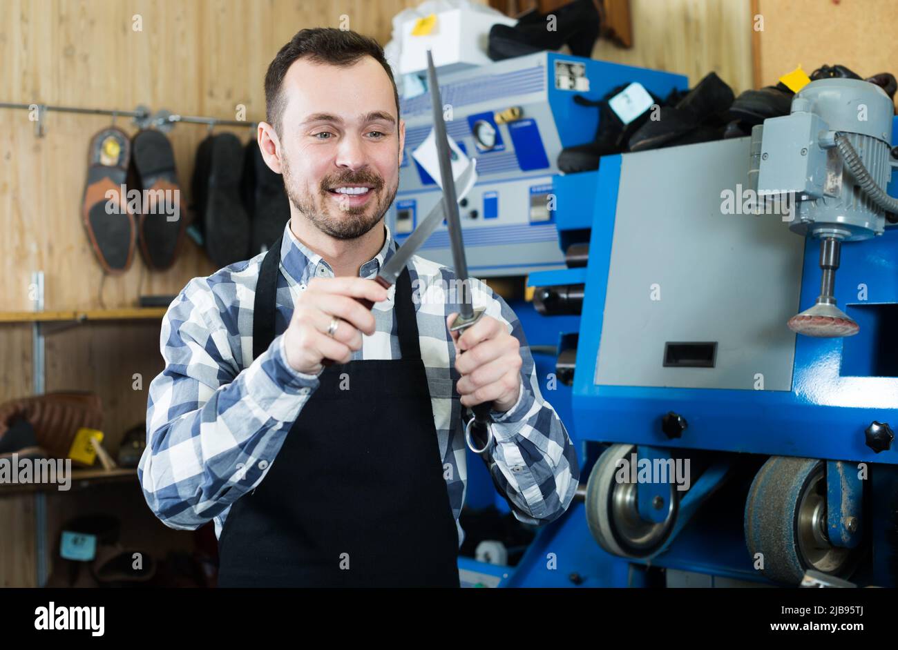 Worker preparing his tools for repairing in workplace Stock Photo - Alamy